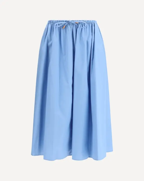 Marni Poplin Drawstring Midi Skirt With Embroidered Logo
