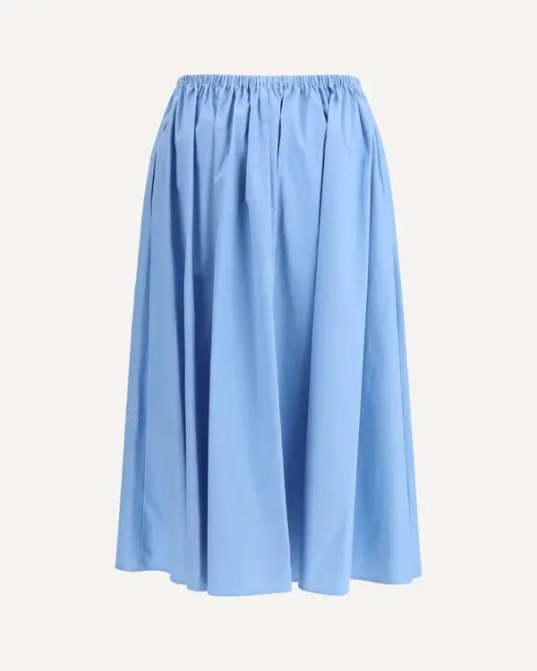 Marni Poplin Drawstring Midi Skirt With Embroidered Logo