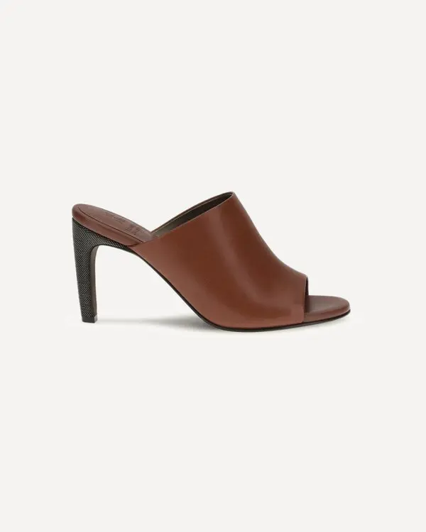 Brunello Cucinelli Open Toe Heeled Mules With Monile Detailing