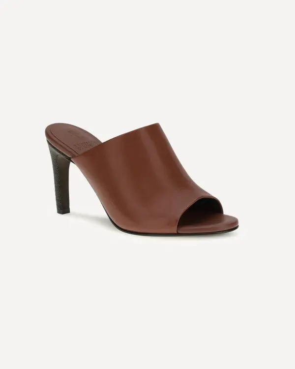 Brunello Cucinelli Open Toe Heeled Mules With Monile Detailing