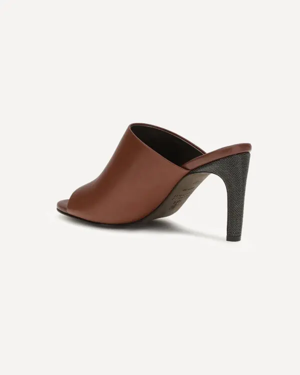 Brunello Cucinelli Open Toe Heeled Mules With Monile Detailing