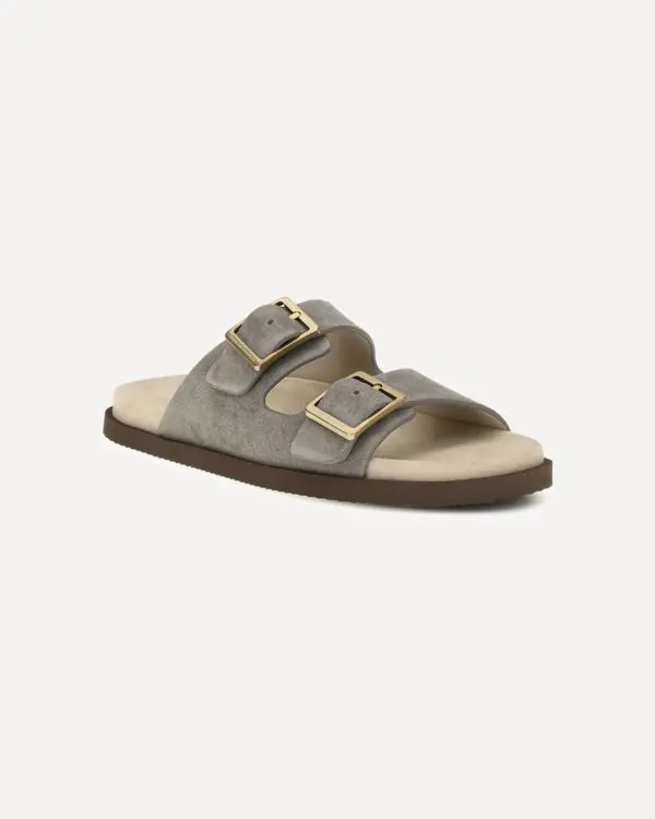 Brunello Cucinelli Suede Double Strap Sandals
