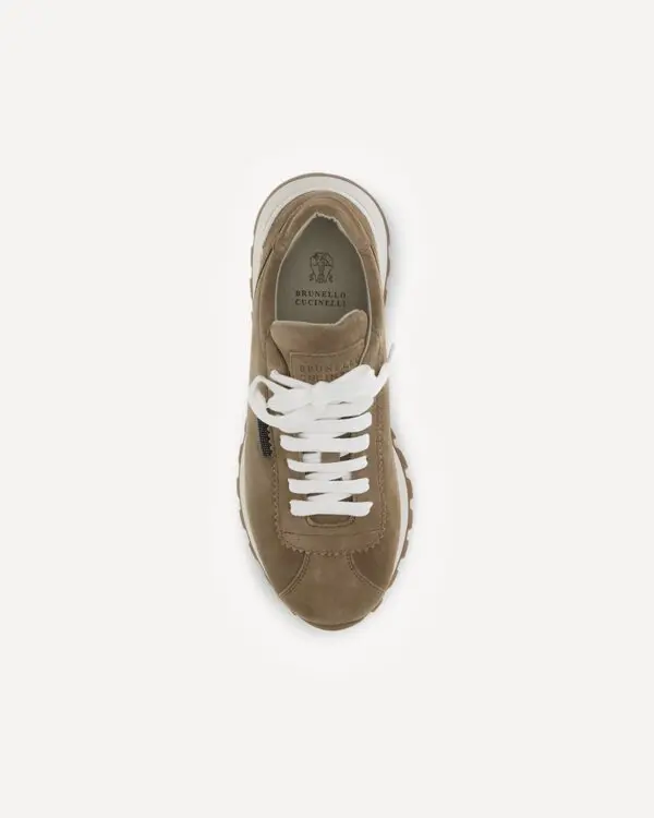Brunello Cucinelli Suede Lace-up Sneakers With Embellishment
