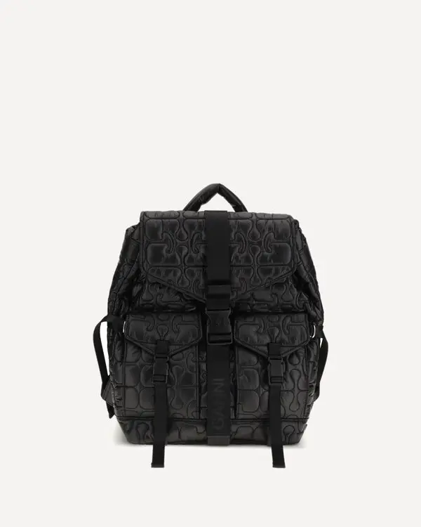 GANNI Quilted Backpack With Top Handle And Adjustable Straps