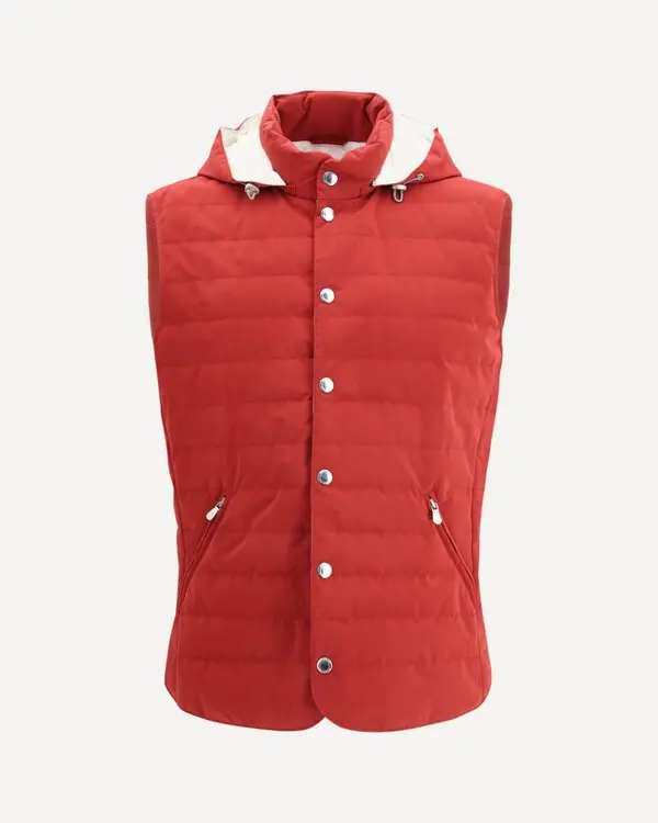 Brunello Cucinelli Quilted Down Vest With Hood