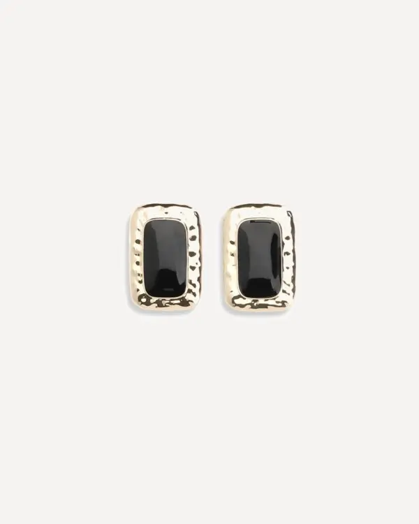 SELF-PORTRAIT Mottled And Black Enamel Earrings - Gold