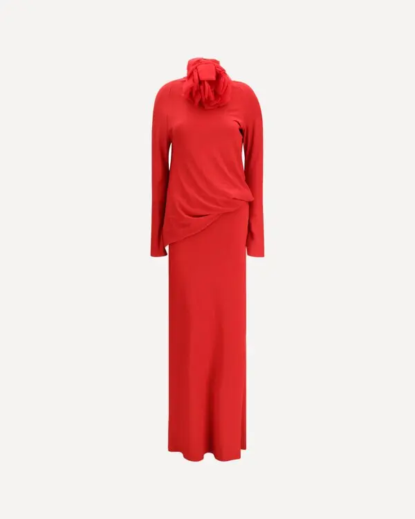 Magda Butrym Long Open-back High-neck Dress - Red