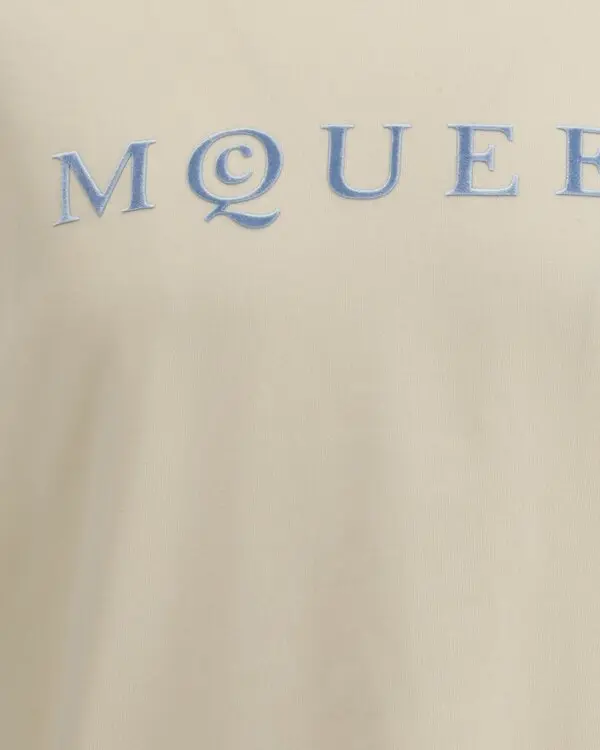Alexander McQueen Cotton T-shirt With Logo - Cream