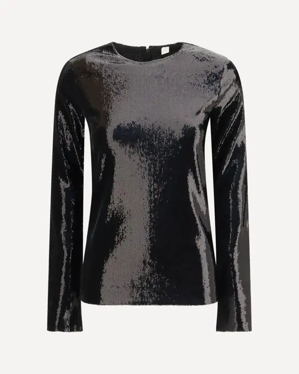 TOTEME Long-sleeved Sequin Top - Black