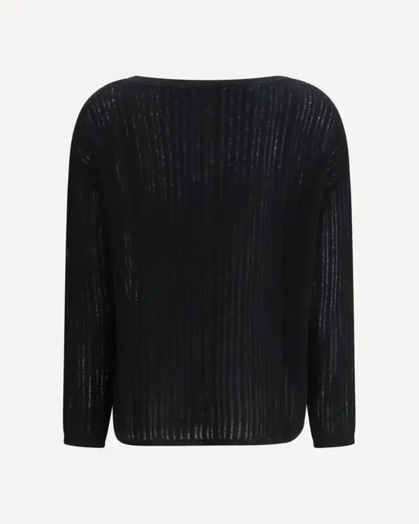 ALLUDE Rib-knit Crew-neck Sweater - Black