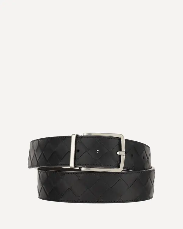 Bottega Veneta Intrecciato Leather Belt - Black