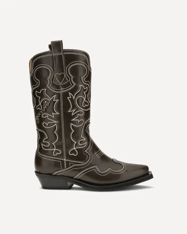 GANNI Faux-leather Texan Boots