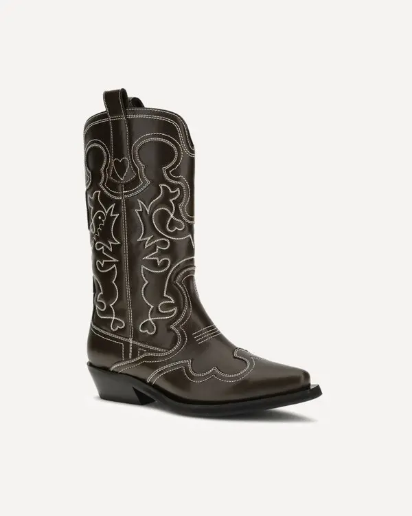 GANNI Faux-leather Texan Boots
