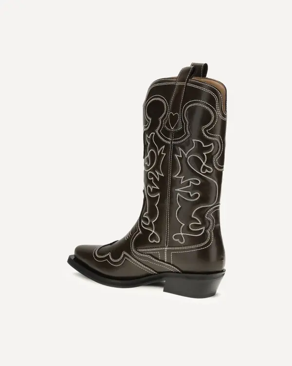 GANNI Faux-leather Texan Boots