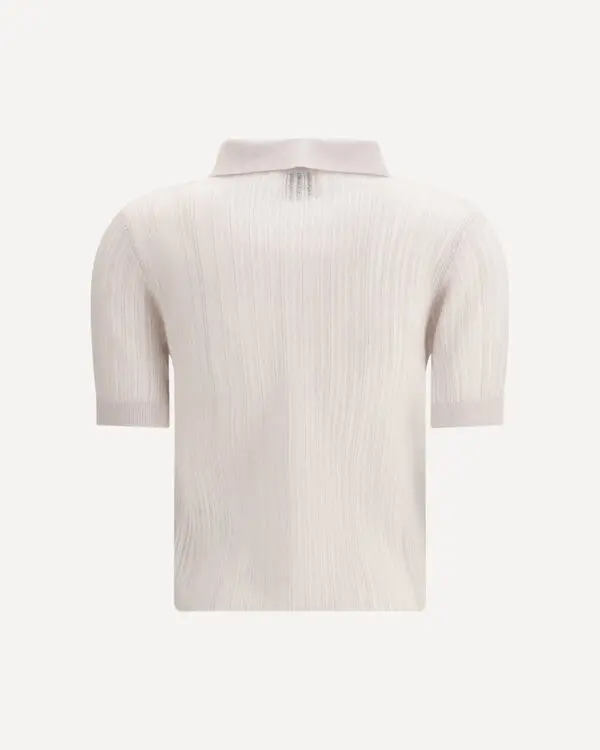 ALLUDE Polo-neck Short-sleeve Sweater