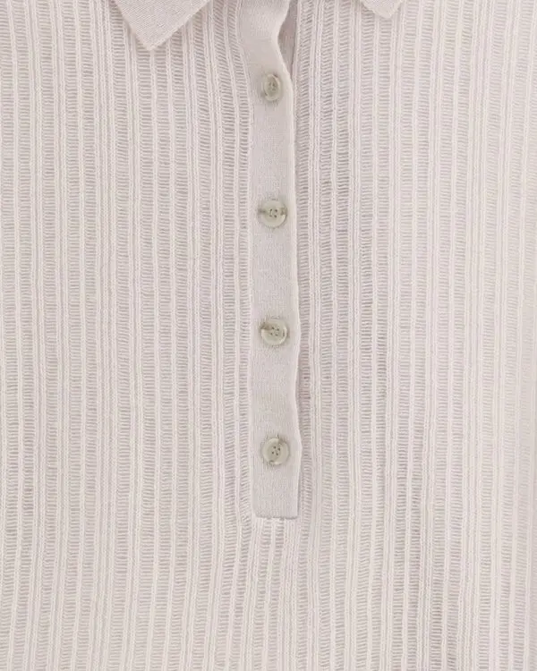 ALLUDE Polo-neck Short-sleeve Sweater