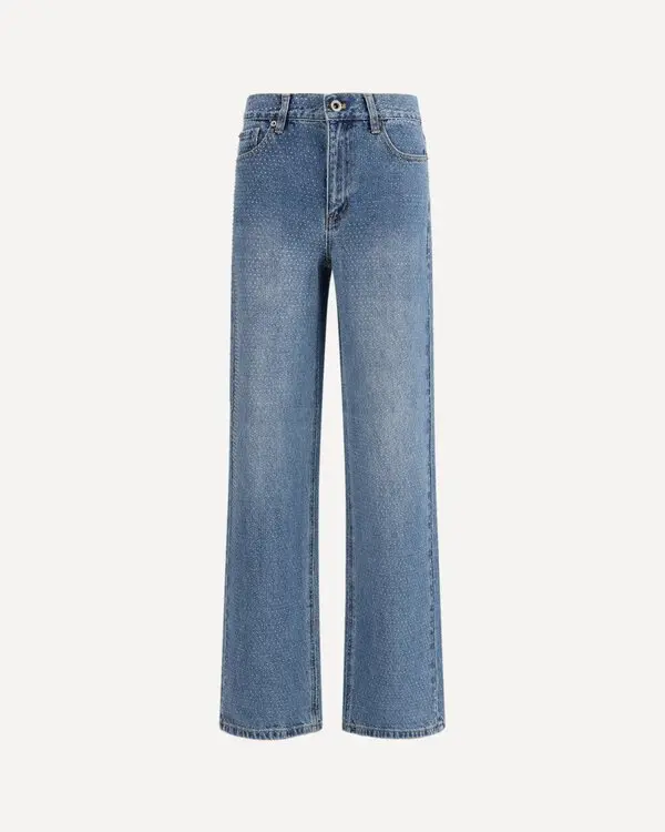 SELF-PORTRAIT Embellished Straight-leg Jeans