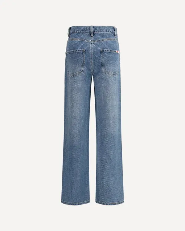 SELF-PORTRAIT Embellished Straight-leg Jeans