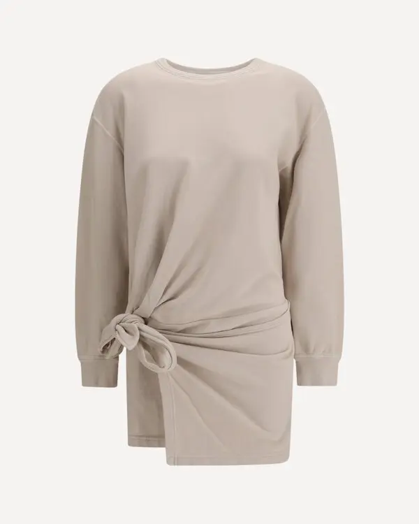 MARANT ETOILE Marant Étoile Zae Fleece Dress With Asymmetric Hem And Tie Detail - Beige