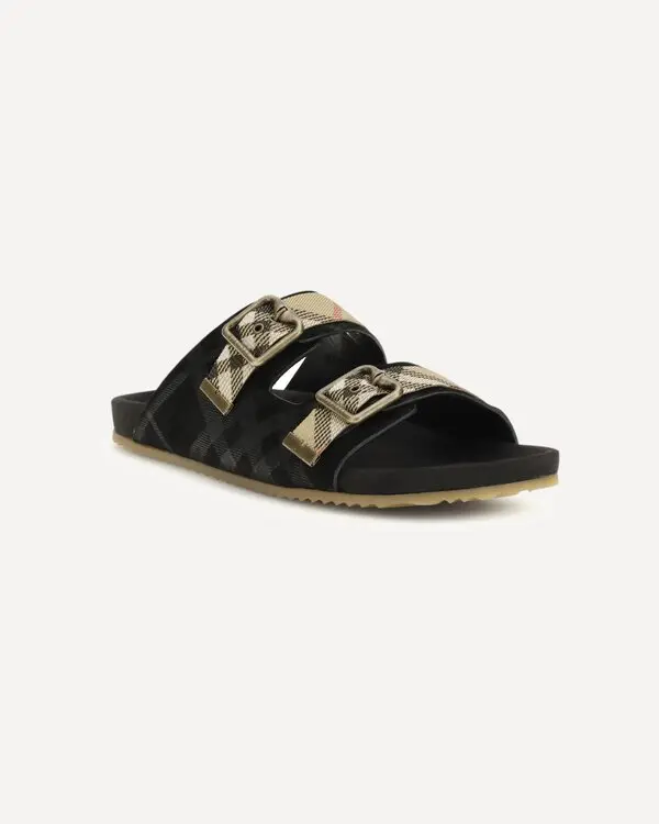Burberry Check Embossed Suede Urchin Sandals - Multicolour
