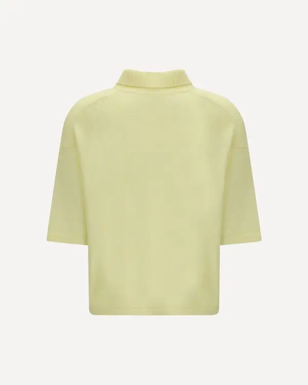 ALLUDE Short Sleeve Cashmere Polo Sweater - Yellow