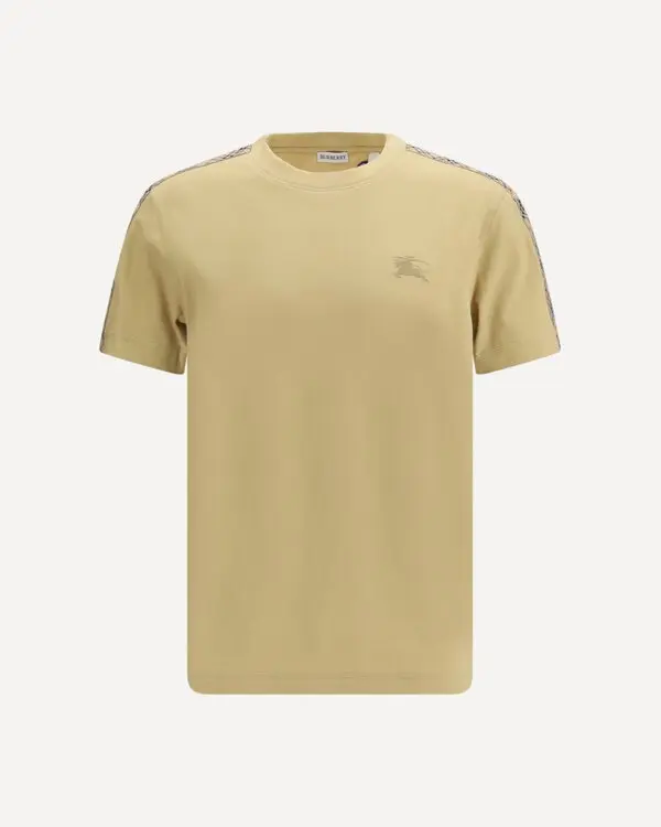 Burberry T-hirt With Check Trim - Beige