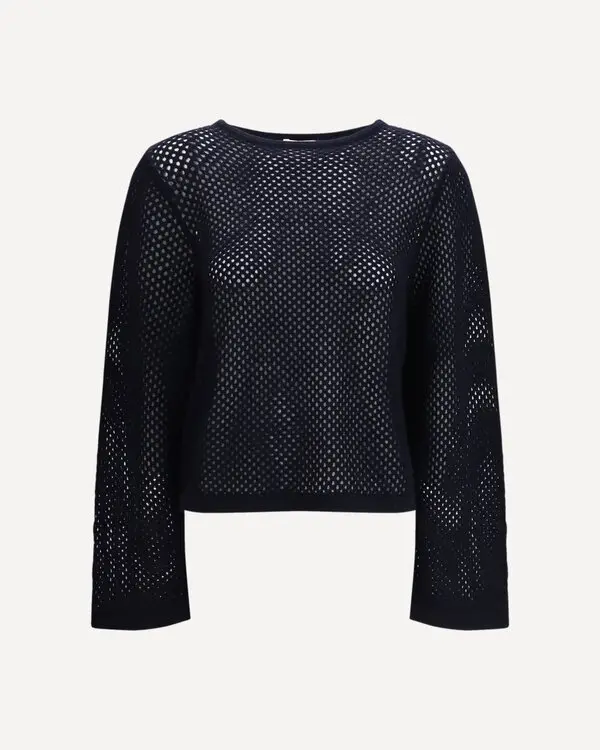 ALLUDE Perforated Boatneck Jumper