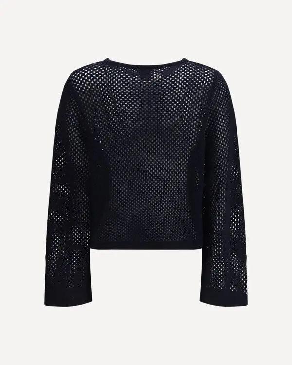 ALLUDE Perforated Boatneck Jumper