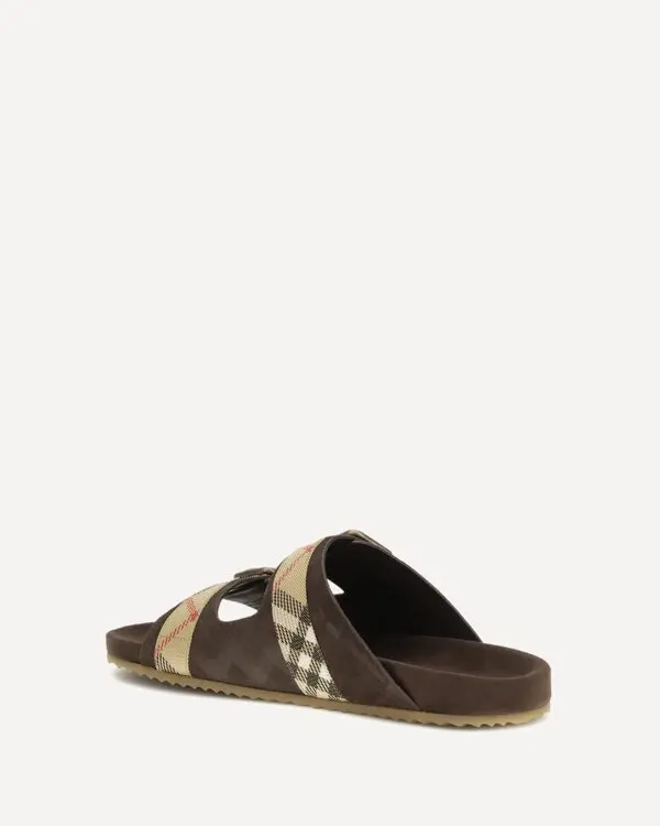 Burberry Check Suede Urchin Sandals - Brown