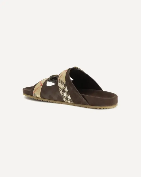 Burberry Check Suede Urchin Sandals - Brown