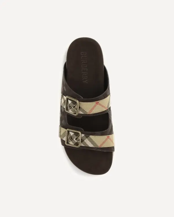 Burberry Check Suede Urchin Sandals - Brown