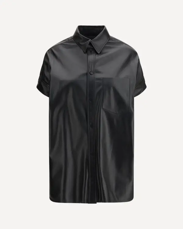Balenciaga Tucked Sleeves Shirt In Shiny Lambskin