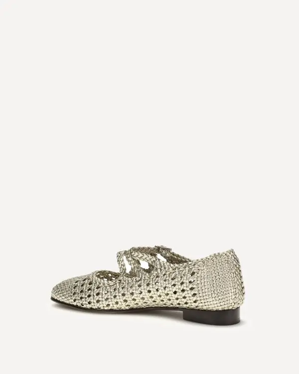 CAREL Ariana Woven Metallic Leather Ballerinas - Silver