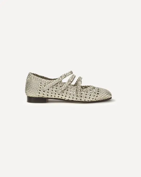 CAREL Ariana Woven Metallic Leather Ballerinas - Silver