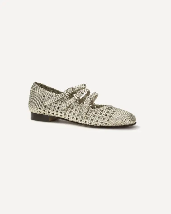 CAREL Ariana Woven Metallic Leather Ballerinas - Silver