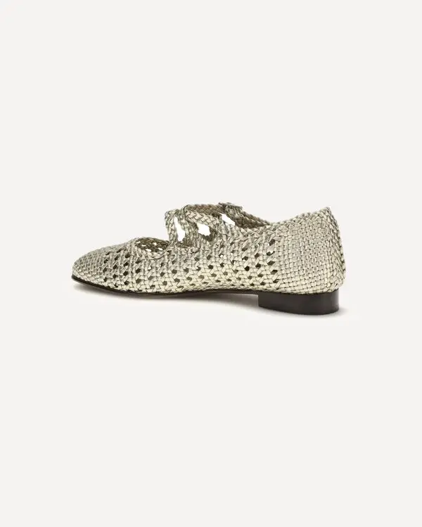 CAREL Ariana Woven Metallic Leather Ballerinas - Silver
