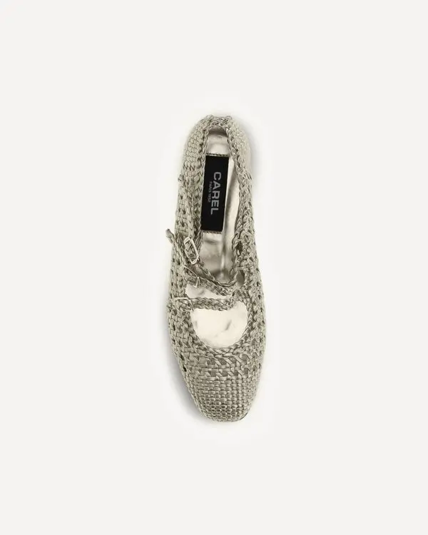 CAREL Ariana Woven Metallic Leather Ballerinas - Silver