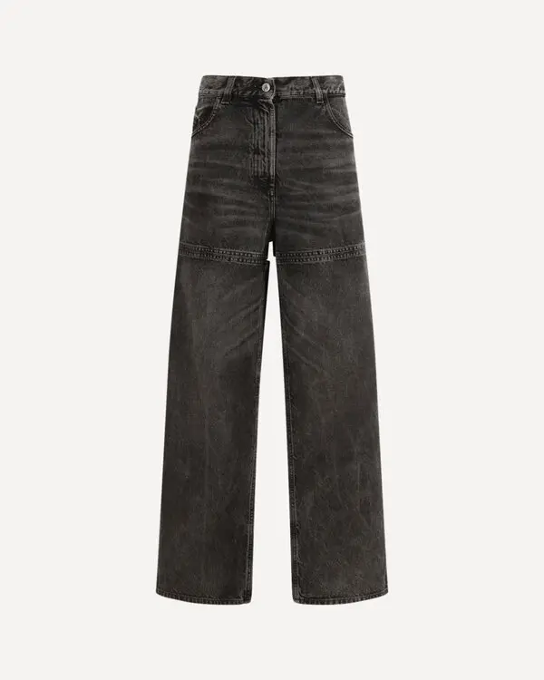 Attico High-waisted Wide-leg Jeans With Cut-out Detail - Black