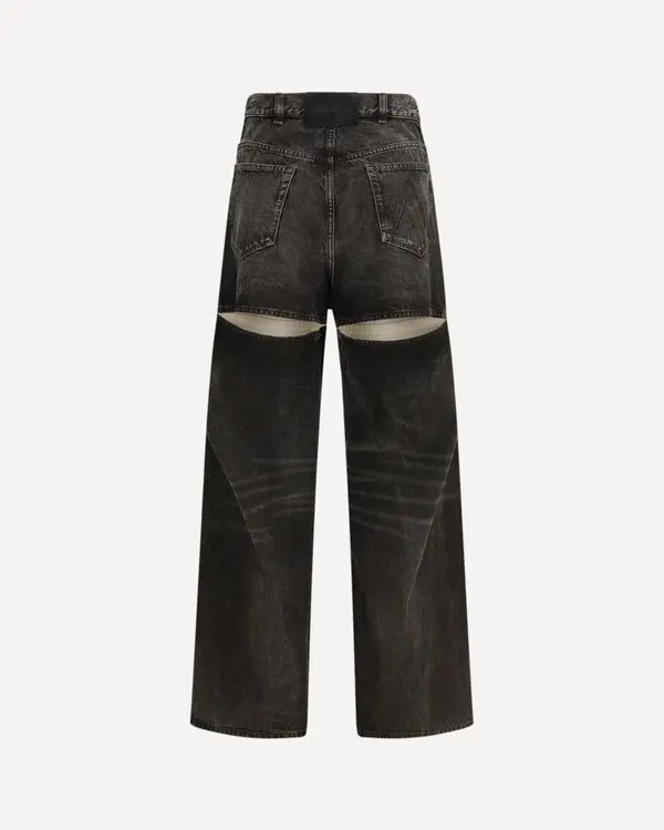 Attico High-waisted Wide-leg Jeans With Cut-out Detail - Black