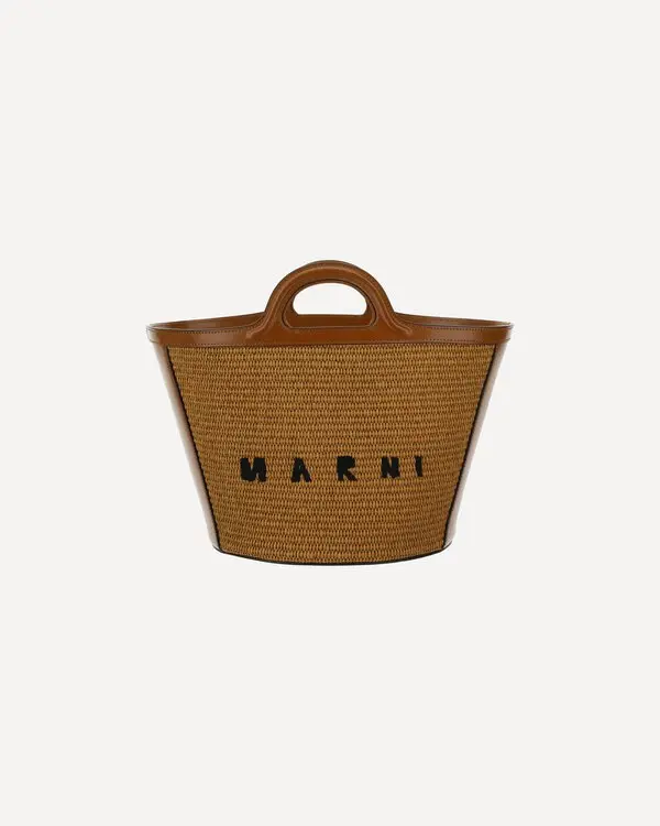 Marni Tropicalia Raffia Bucket Bag - Brown