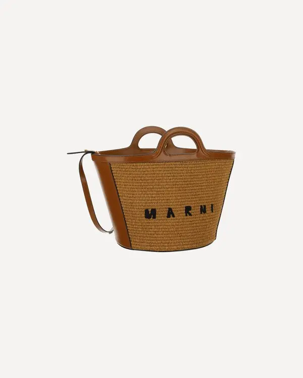 Marni Tropicalia Raffia Bucket Bag - Brown