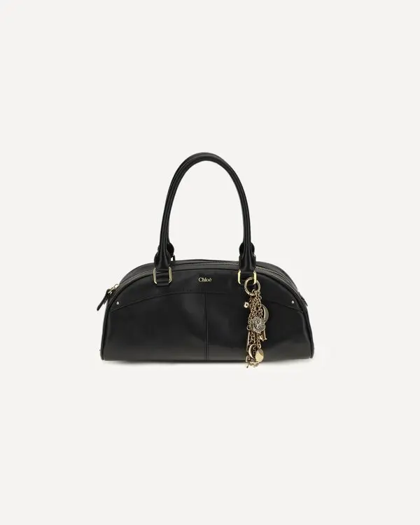 Chloé Bowling Handbag In Smooth Calfskin Leather - Black