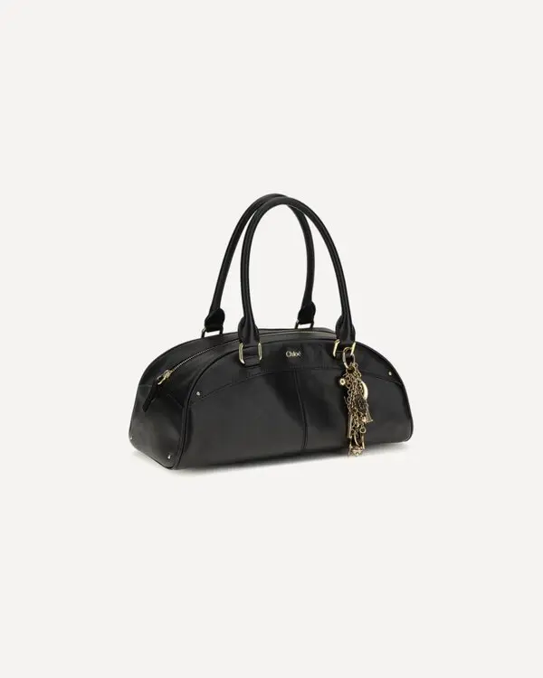 Chloé Bowling Handbag In Smooth Calfskin Leather - Black