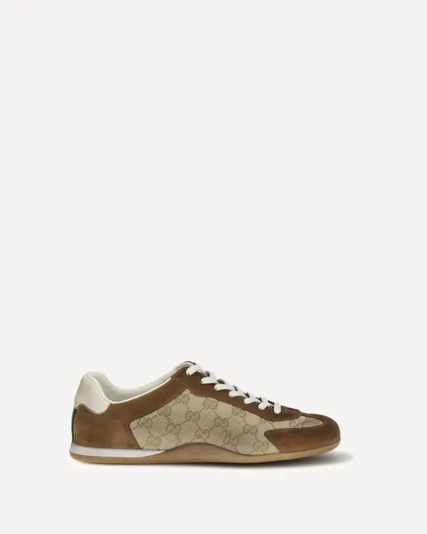 Gucci Gg Canvas And Suede Trim Sneakers - Brown