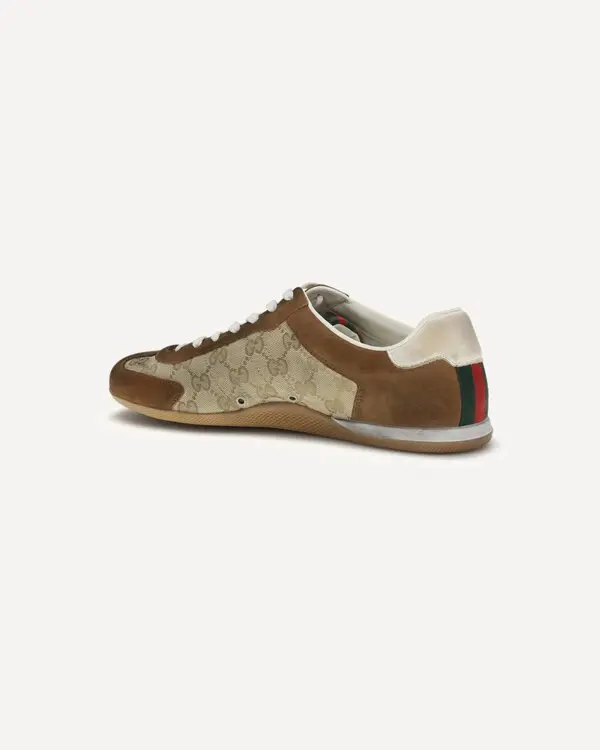 Gucci Gg Canvas And Suede Trim Sneakers - Brown