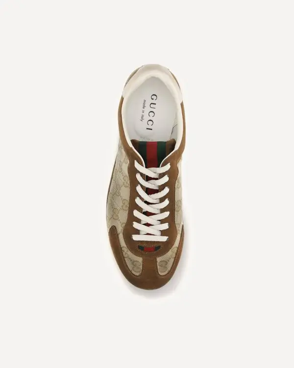 Gucci Gg Canvas And Suede Trim Sneakers - Brown