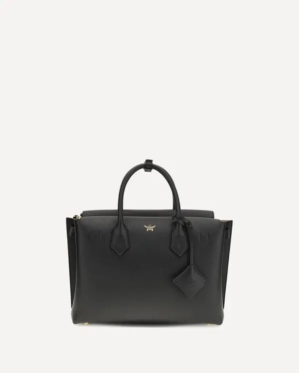 Mcm Milla Handbag In Grained Leather - Black