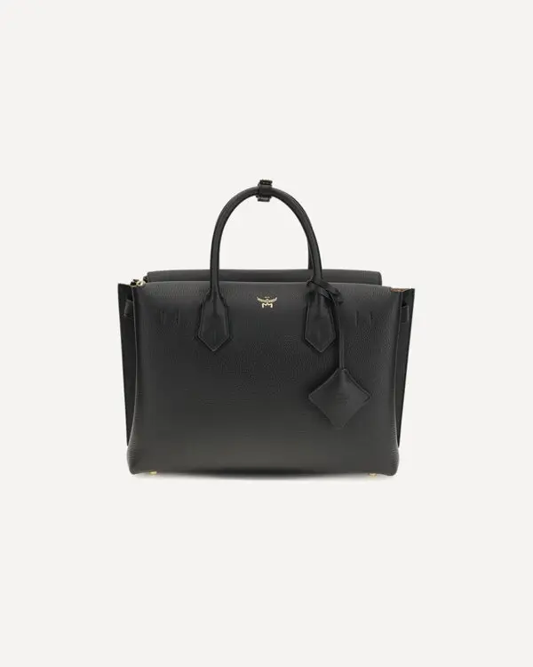 Mcm Milla Handbag In Grained Leather - Black