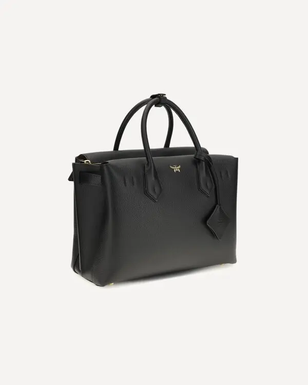 Mcm Milla Handbag In Grained Leather - Black