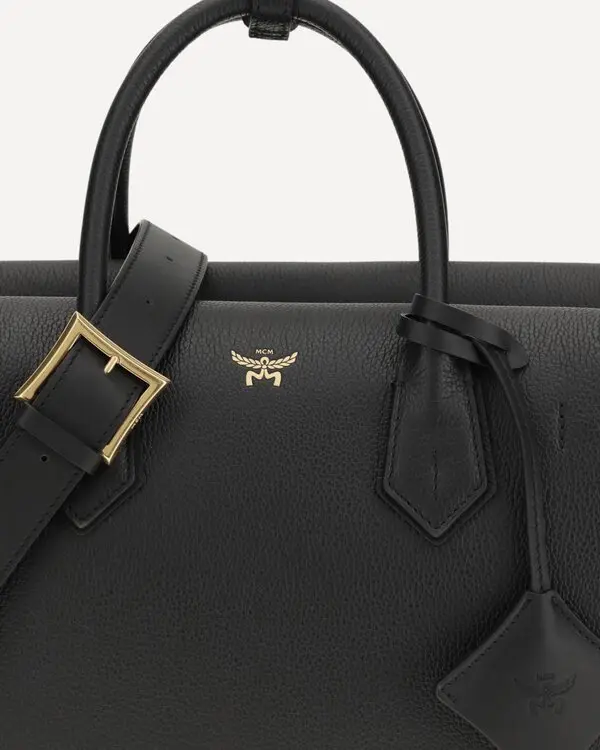 Mcm Milla Handbag In Grained Leather - Black